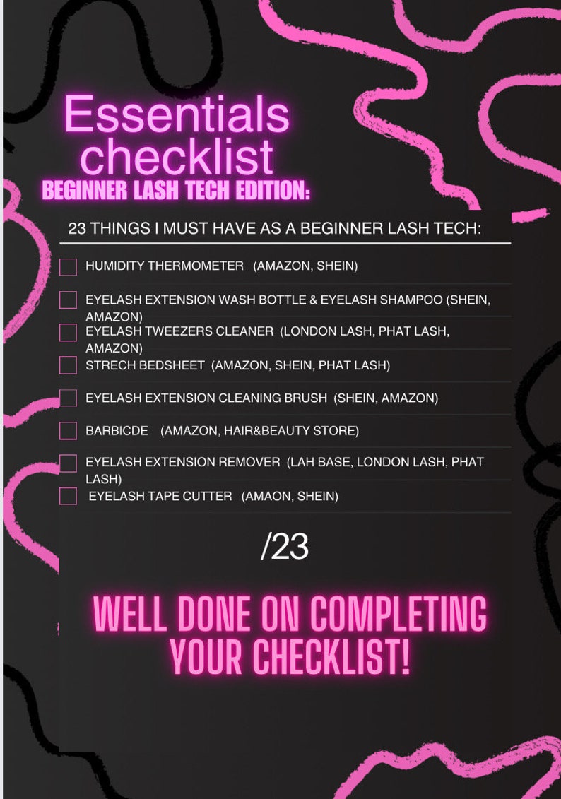 Beginner Lash Tech Checklist! - Etsy