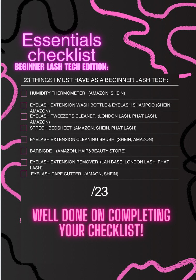 Beginner Lash Tech Checklist - Etsy