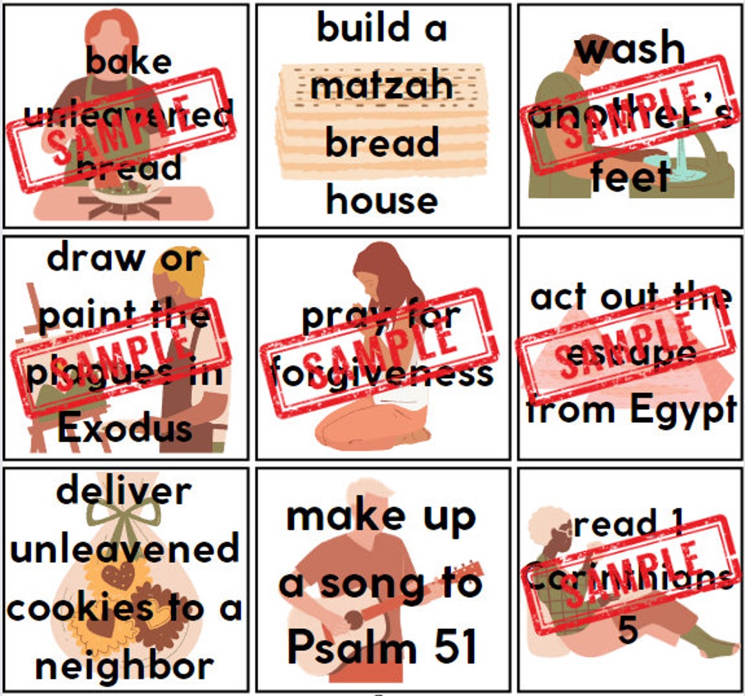 Passover and Unleavened Bread Activity Bingo - Etsy