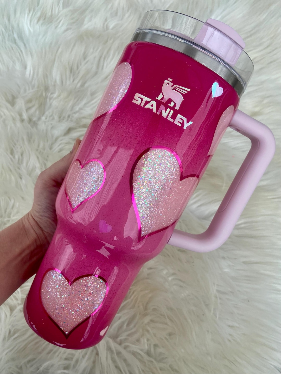 Custom Glittered Heart Stanley- CONFIRM DELIVERY DATES! - Etsy