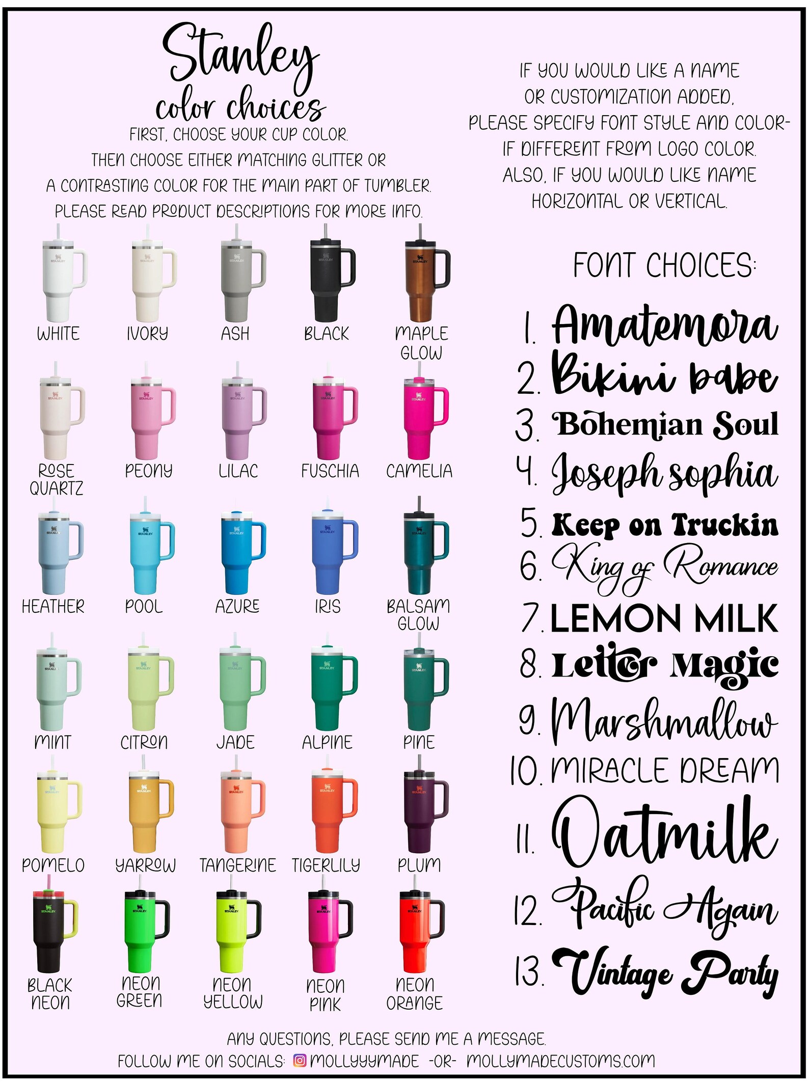 Custom Glittered Stanley Please Read Item Details and Confirm Delivery ...