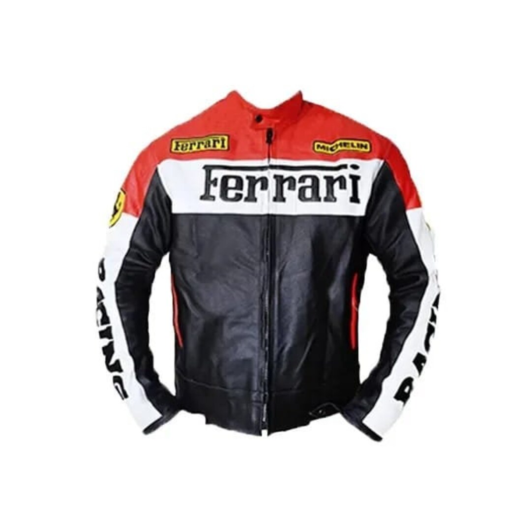 New Red and Black Ferrari Motorcycle Racing Biker Genuine Cowhide ...