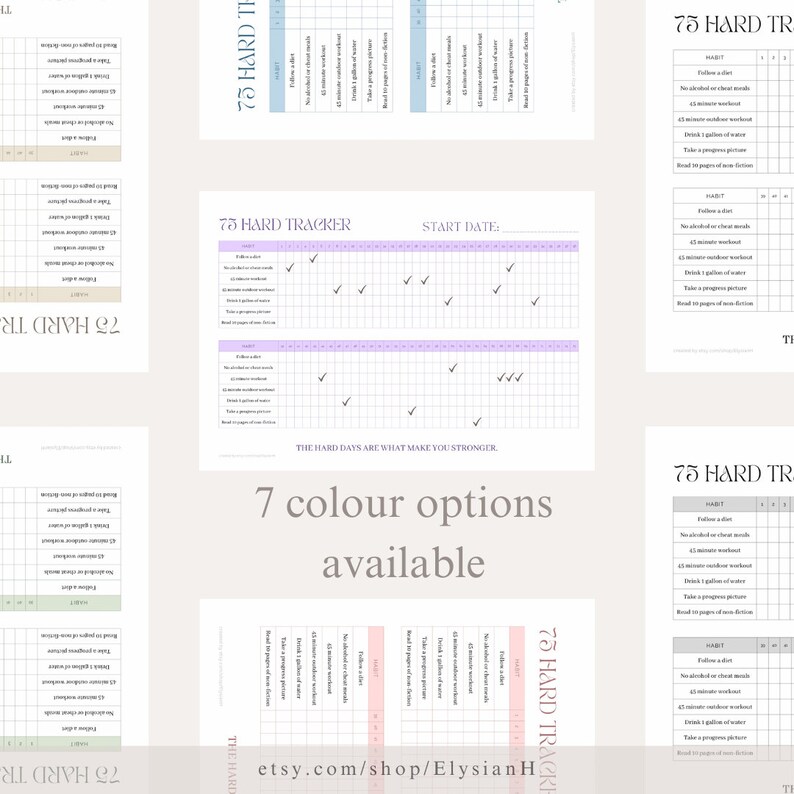 75 Hard Challenge Tracker Printable 75 Day Hard Fitness Digital ...