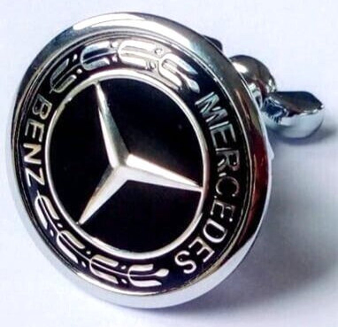 Mercedes-benz W204 W211 C S Class BLACK and Chrome Hood Emblem 44mm 44 ...