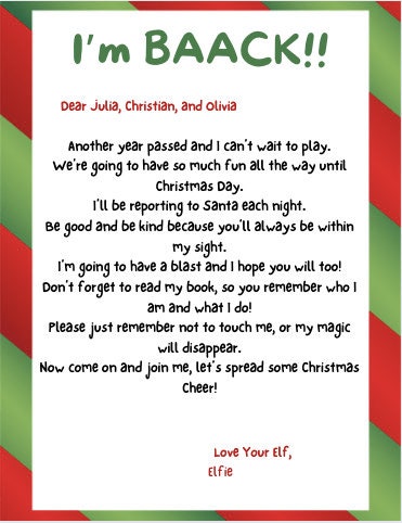 Elf on the Shelf Returning Letter Editable - Etsy