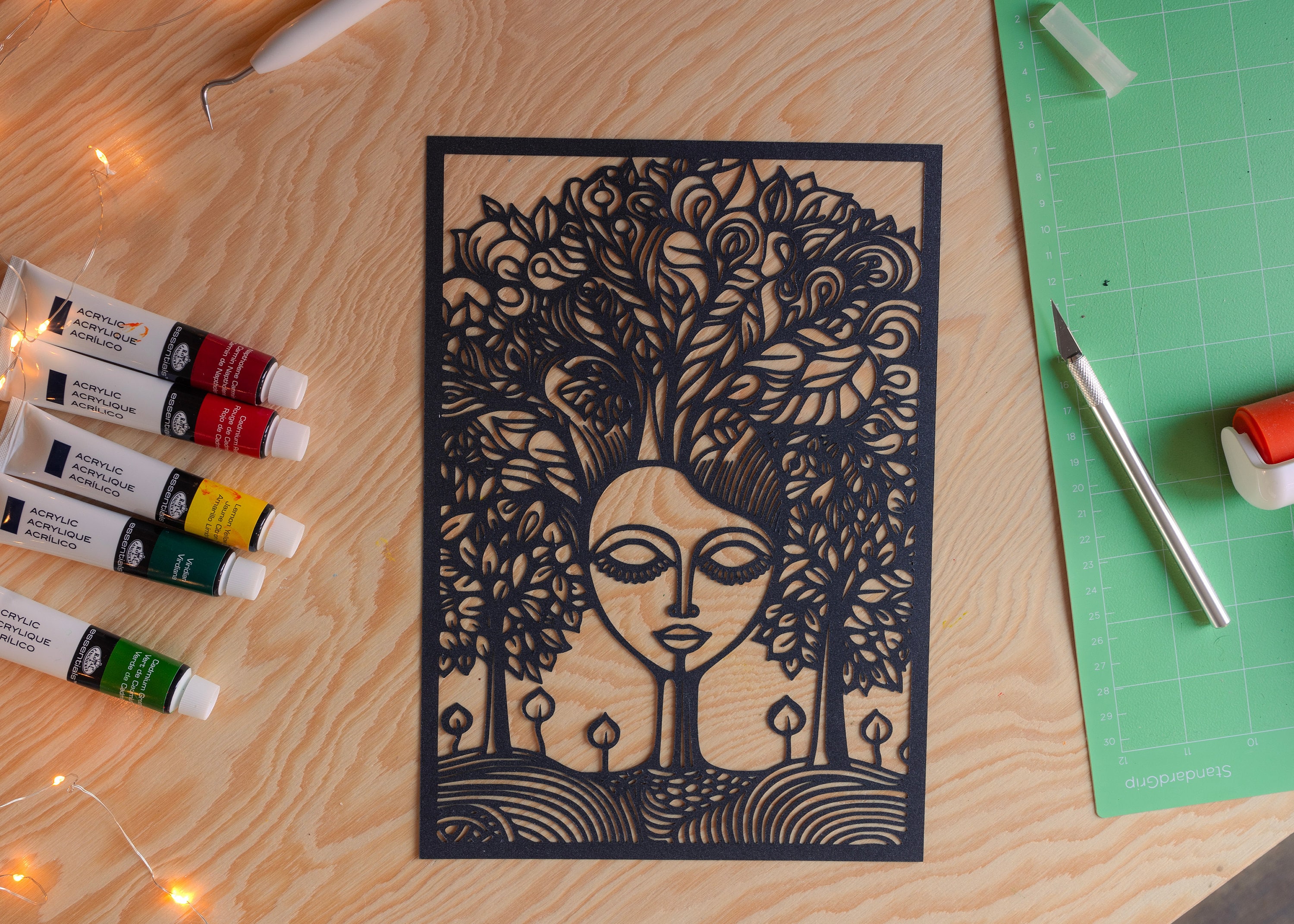 Mind Tree - Original Tree Women Papercut SVG Template | Laser Cricut ...