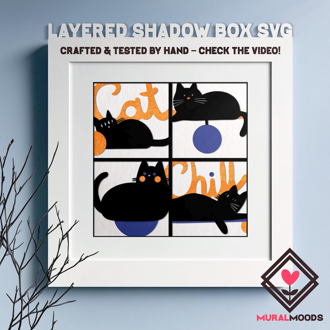 Chill Cats Shadow Box SVG Template – Cute Cat Layered Papercut Design ...