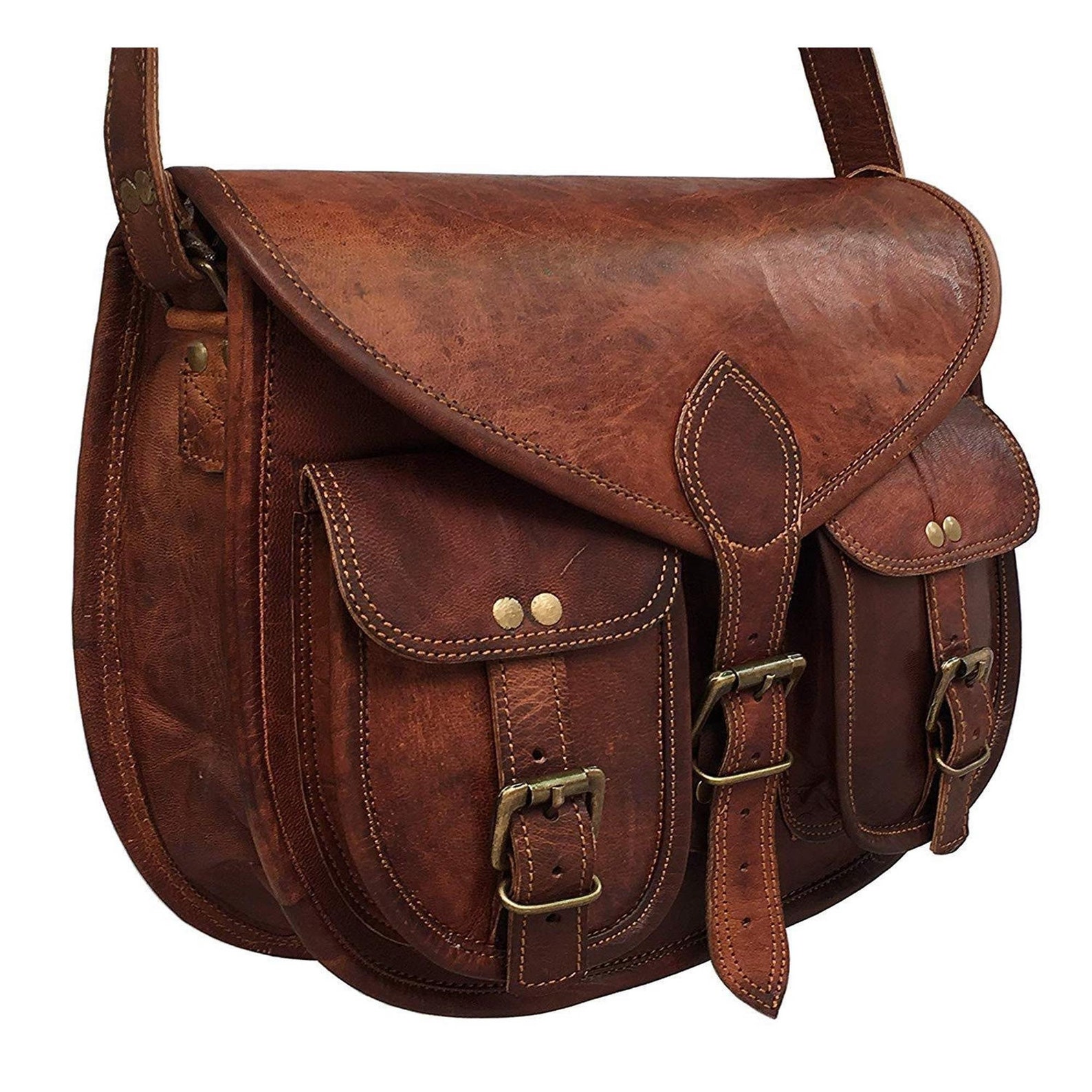 Full Grain Genuine Leather Sling Bag Handmade Womens Crossbody Sling ...
