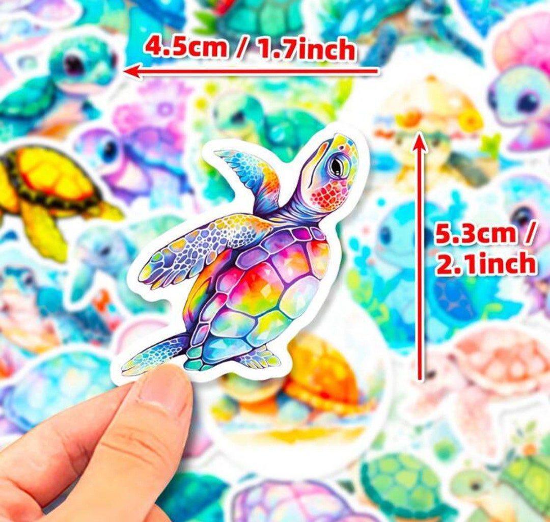 Cartoon Sea Turtle Stickers, Cute Ocean Animal Waterproof Stickers - Etsy