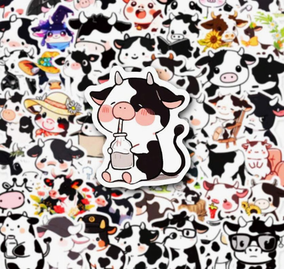 Cartoon Cow Stickers, Cute Kawaii Cow Graffiti Stickers for Students ...