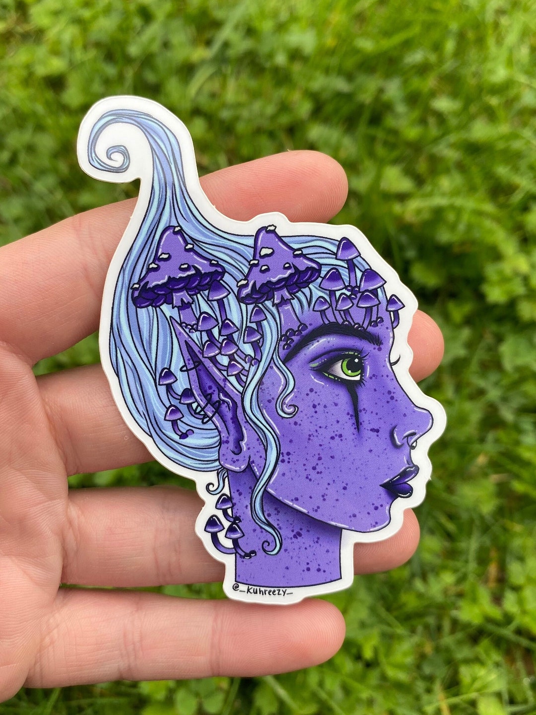 Lavender Mushroom Girl Sticker - Etsy