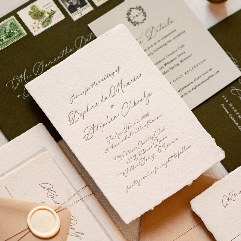 Letterpress Wedding Invitation - Etsy