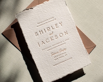 Letterpress Wedding Invitation, Elegant Handmade Paper Invitations ...