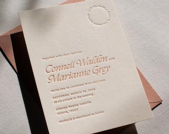 Letterpress Wedding Invitation, Elegant Handmade Paper Invitations ...