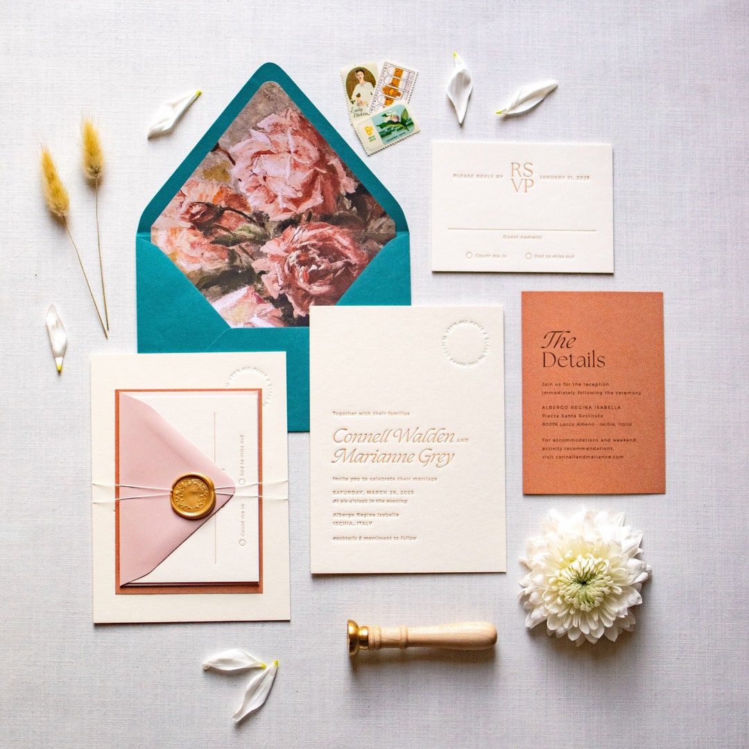 Wedding Invitation Letterpress, Elegant Paper Invitations, Formal Foil ...