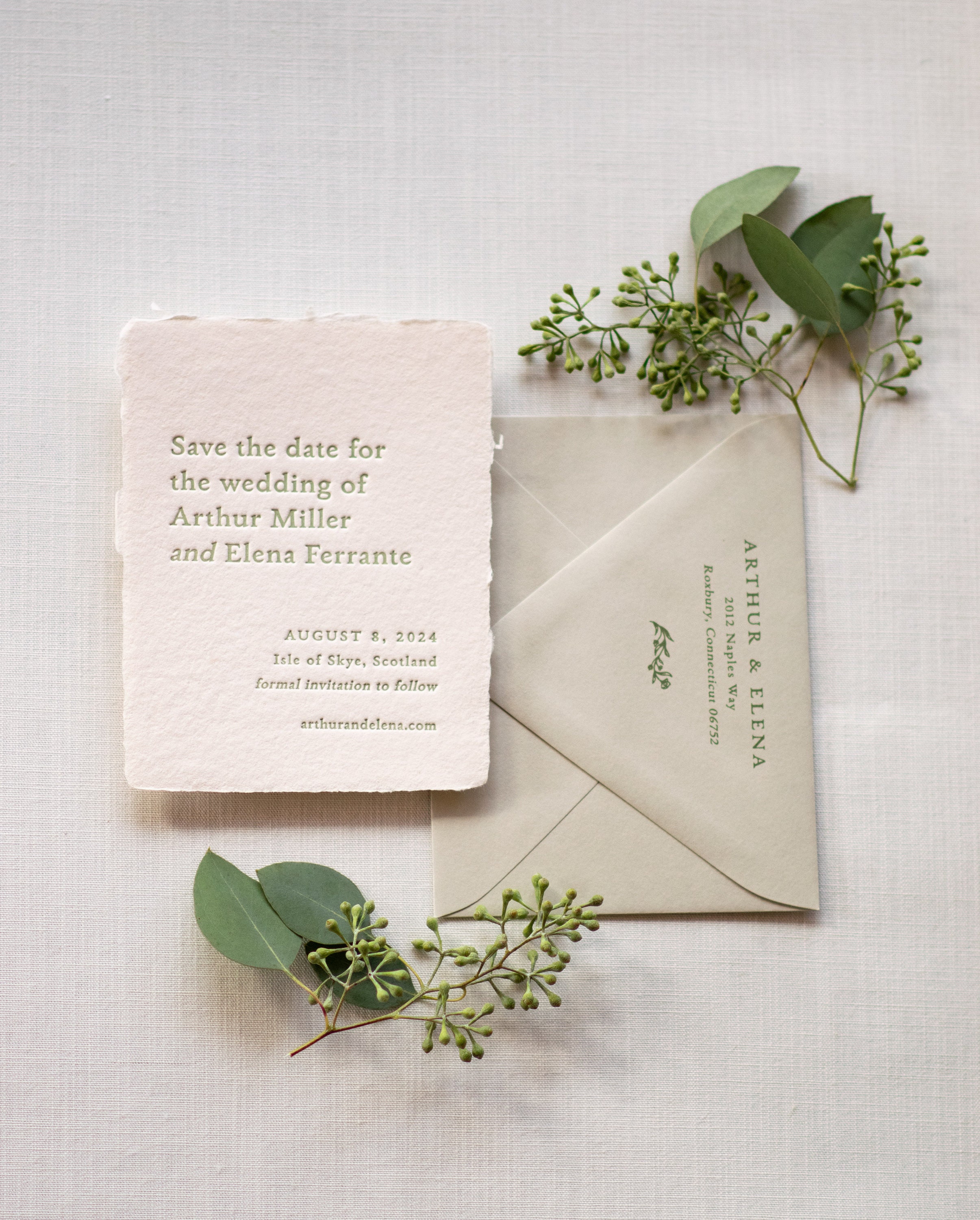 Letterpress Save the Dates + Envelopes SAMPLE | Semi-custom | Elegant ...