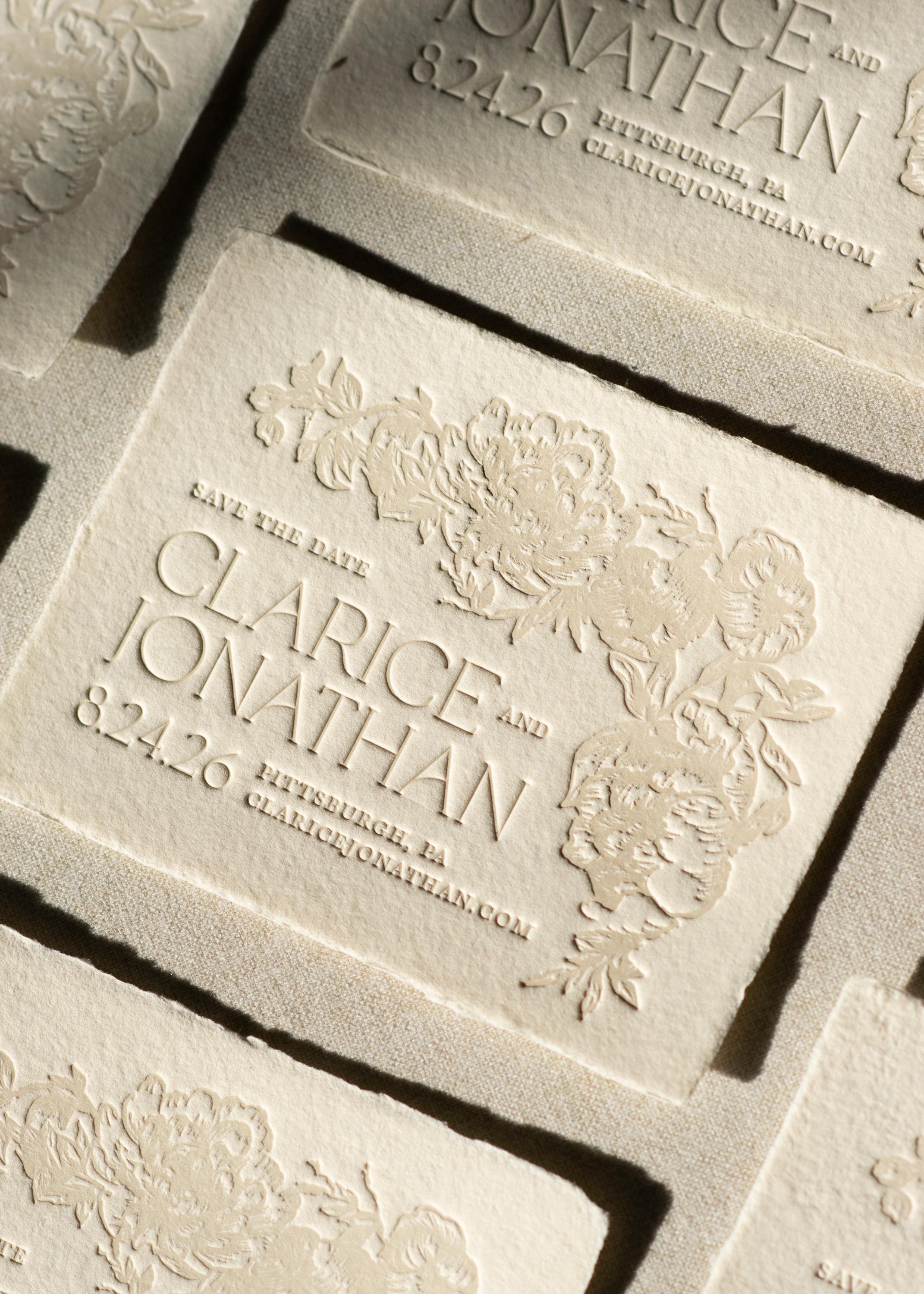 Letterpress Save the Dates and Envelopes, Semi-custom Wedding Card ...