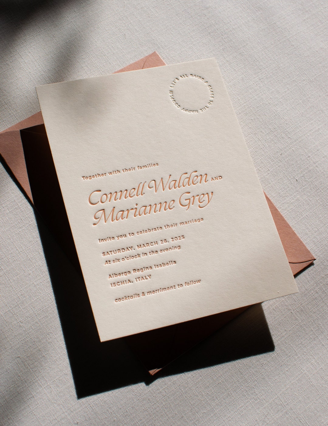 Wedding Invitation Letterpress, Elegant Handmade Paper Invitations ...