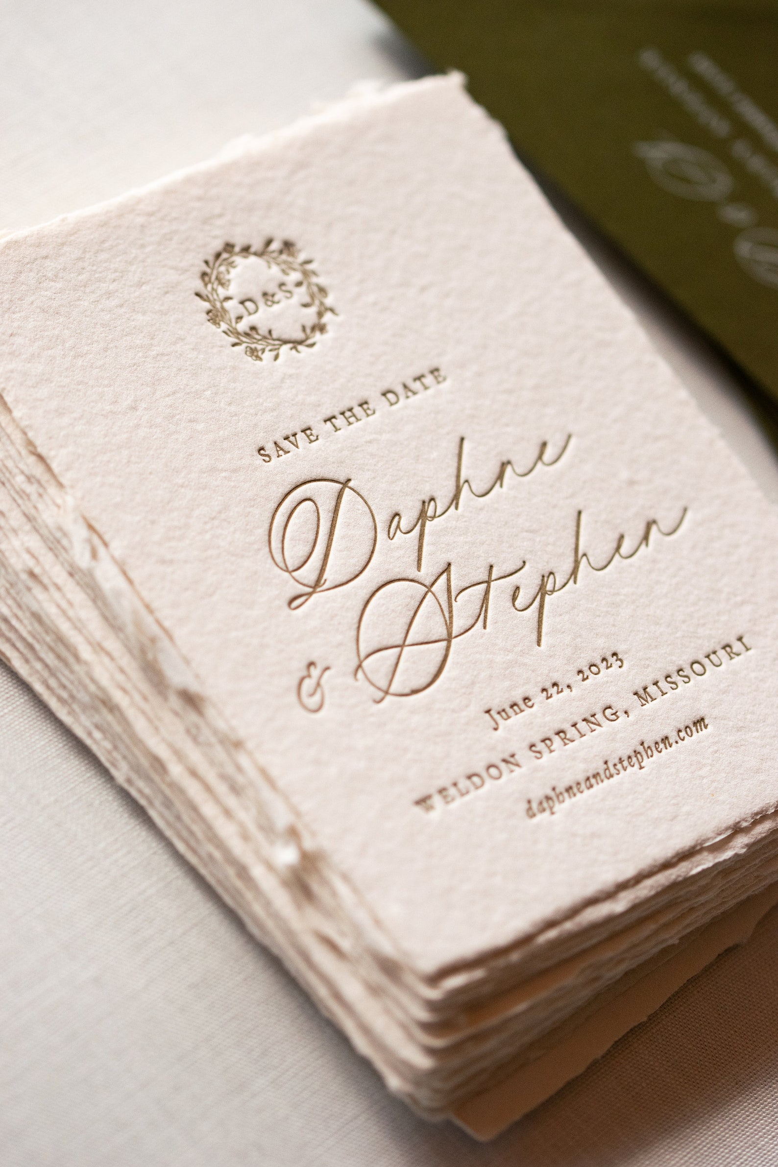 Letterpress Save the Dates and Envelopes, Semi-custom Wedding Card ...