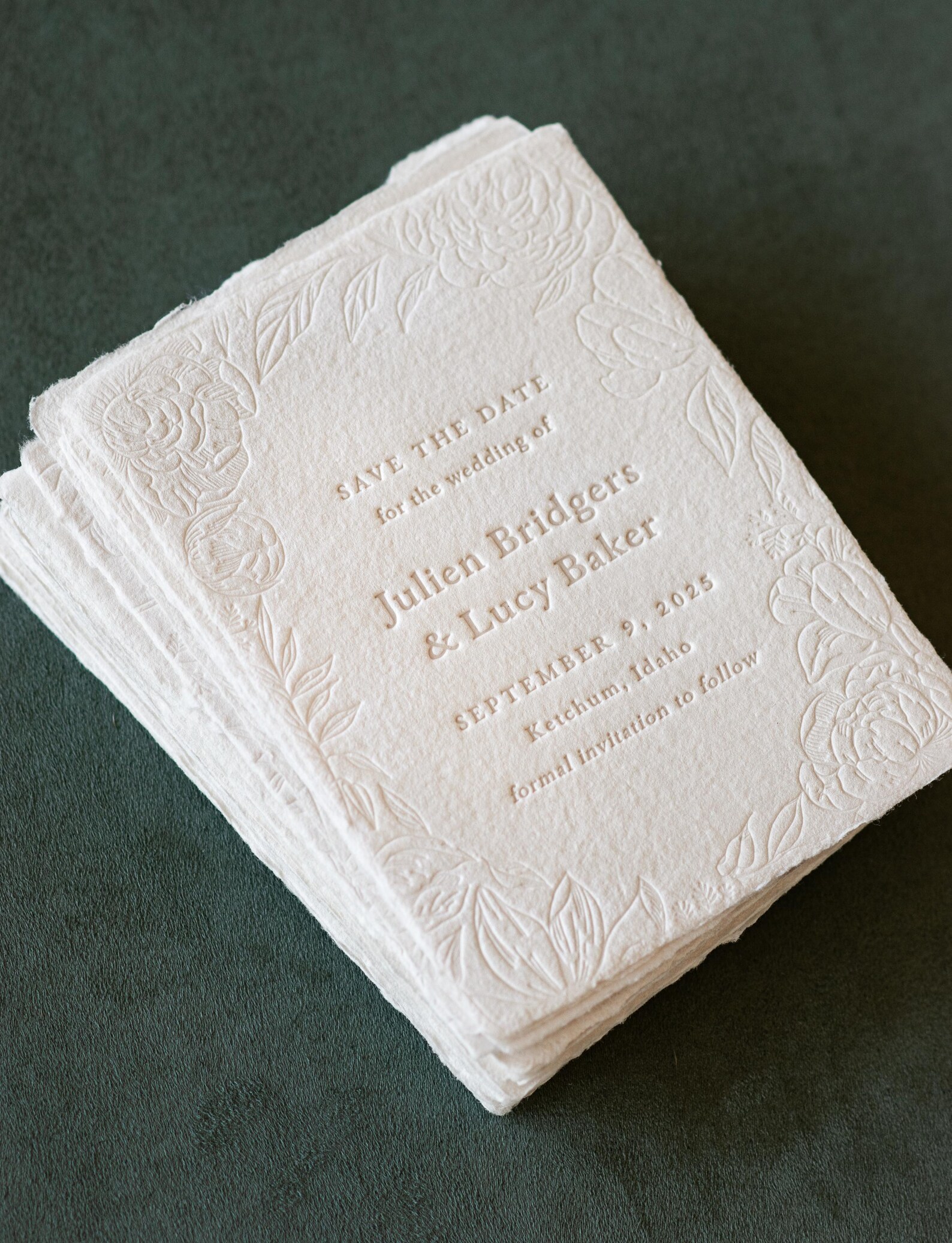 Letterpress Save the Dates: Boho Embossed Wedding Cards - Etsy