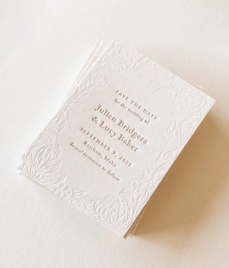 Letterpress Save the Dates: Embossed Boho Wedding Cards - Etsy