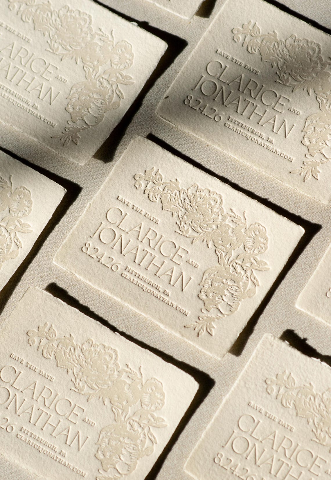Letterpress Save the Dates and Envelopes, Semi-custom Wedding Card ...
