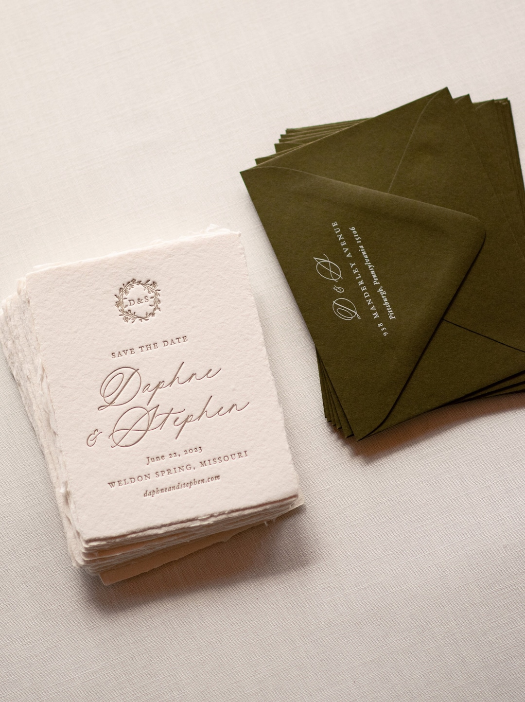 Letterpress Save the Date SAMPLE: Boho Embossed Wedding Card - Etsy
