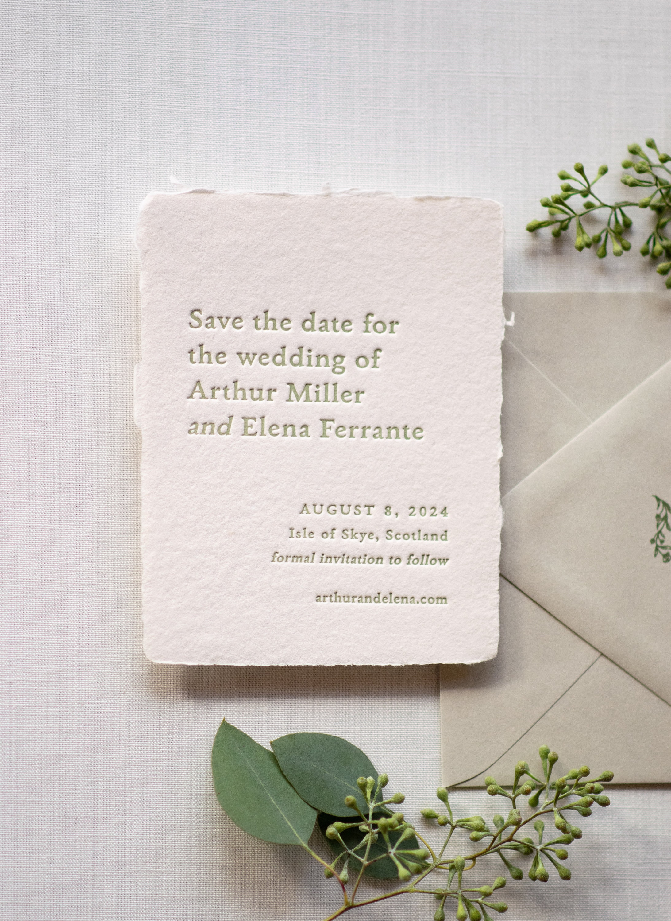 Letterpress Save the Dates Envelopes SAMPLE Semi-custom Elegant ...