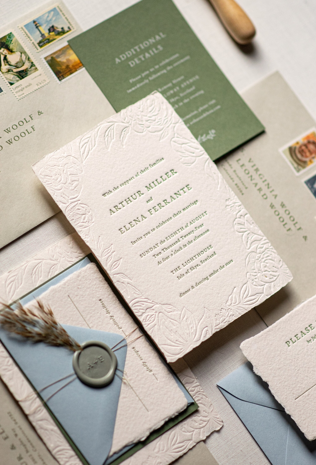 Letterpress Wedding Invitation, Elegant Handmade Paper Invitations ...
