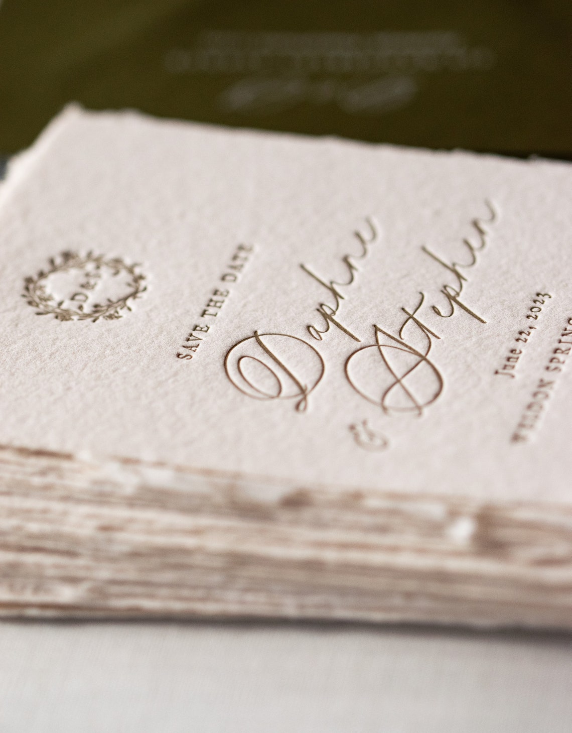 Letterpress Save the Date SAMPLE: Boho Embossed Wedding Card - Etsy