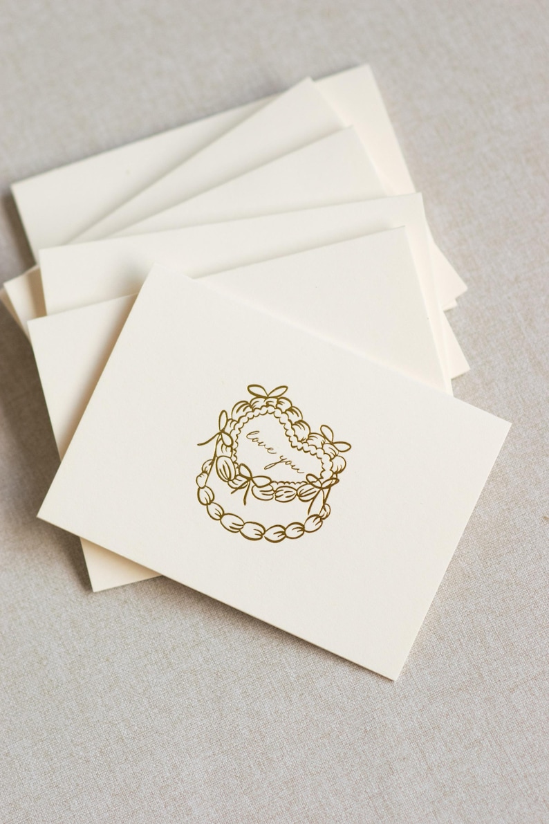 Set of 6 'I Love You' Letterpress Cards, Gold Foil, Handmade Notes - Etsy