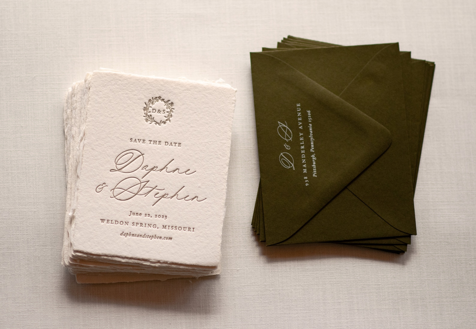 Letterpress Save the Date SAMPLE: Boho Embossed Wedding Card - Etsy