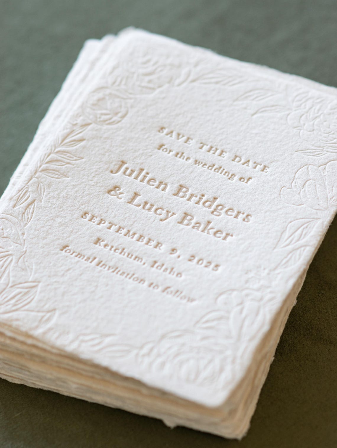 Letterpress Save the Dates: Boho Embossed Wedding Cards - Etsy
