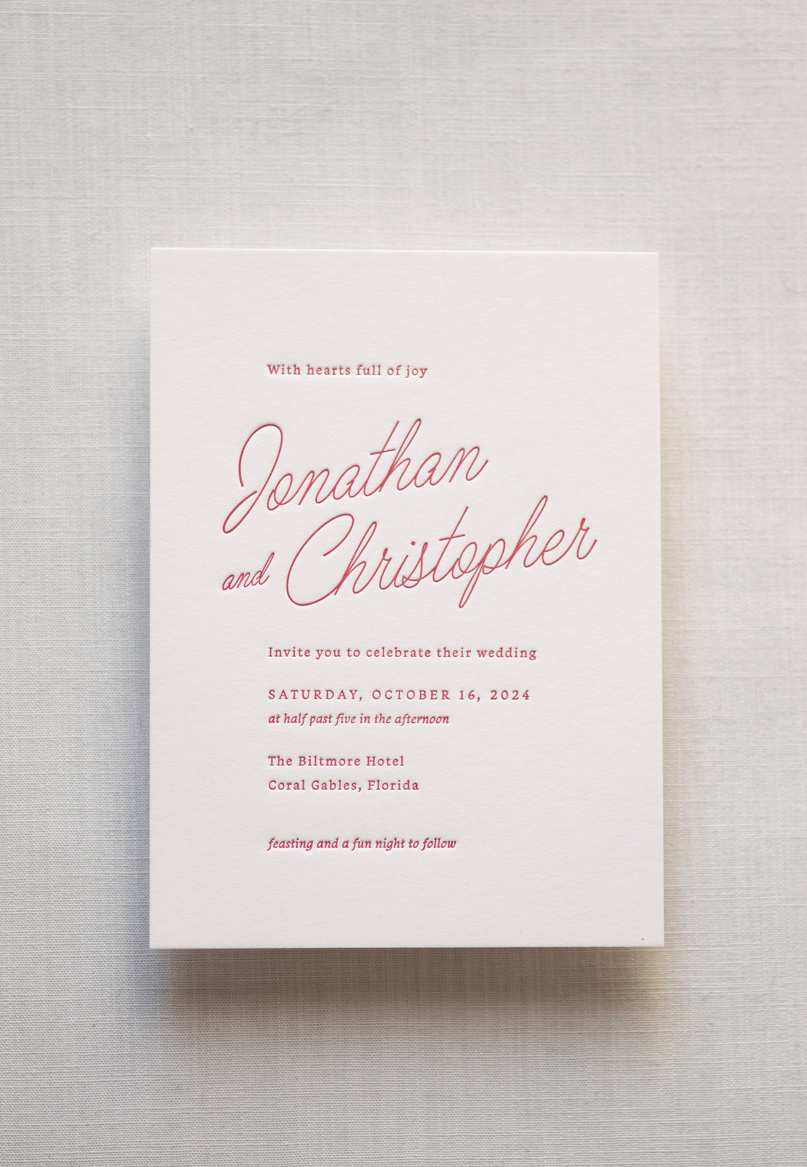Letterpress Wedding Invitation, Elegant Paper Invitations, Tropical ...
