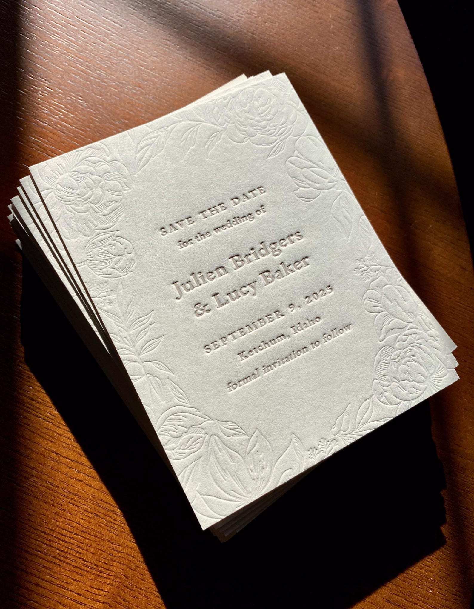 Letterpress Save the Dates: Boho Embossed Wedding Cards - Etsy