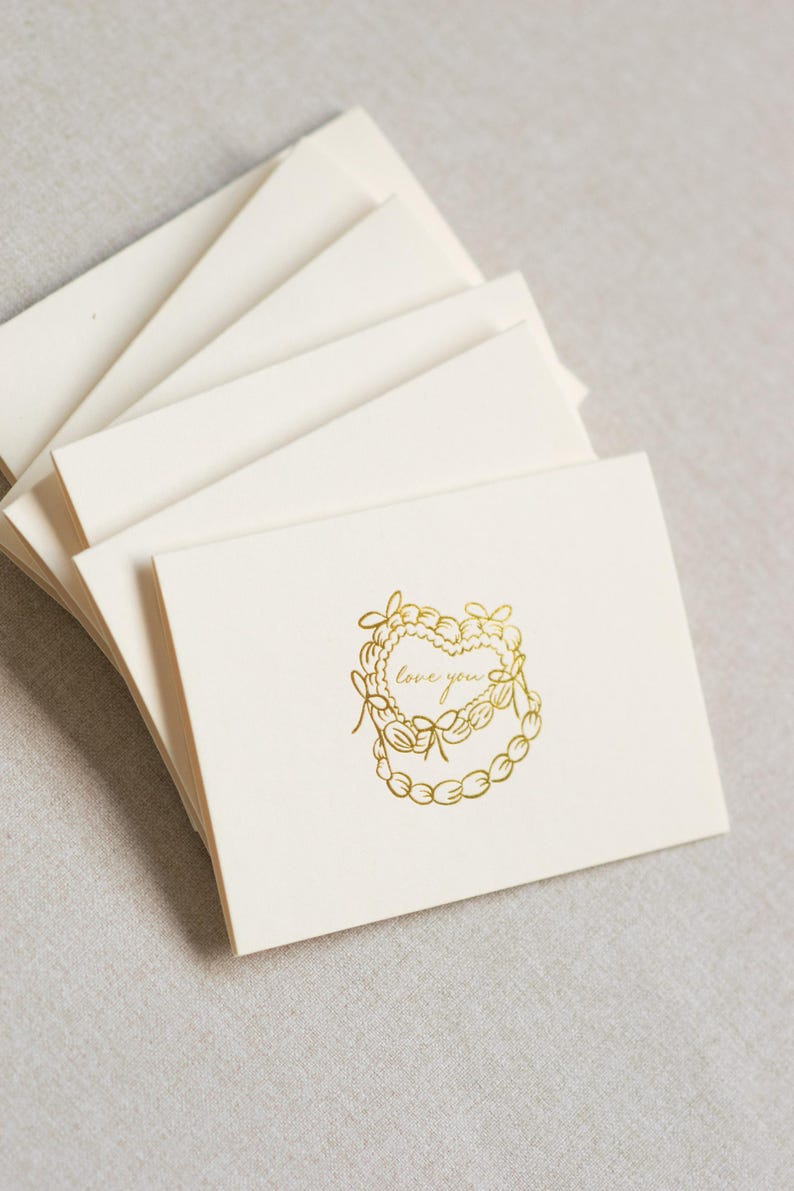 Set of 6 'I Love You' Letterpress Cards, Gold Foil, Handmade Notes - Etsy