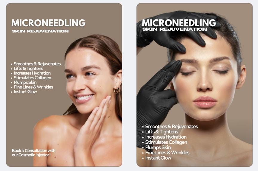2X Dermapen Microneedling Poster for Skin Clinic Aesthetician, Beauty ...