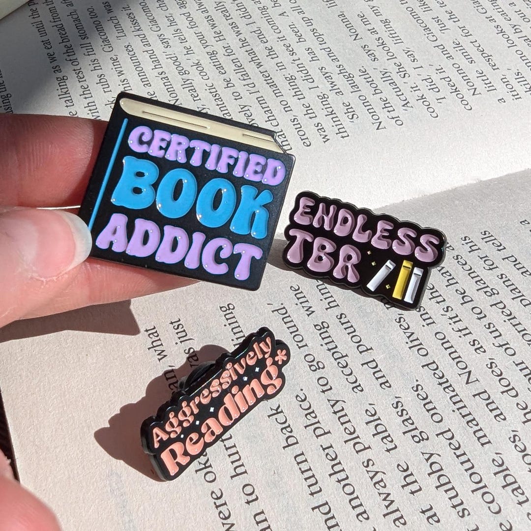 Bookish Pin Badge Trio - Endless TBR, Aggressively Reading, Certified ...