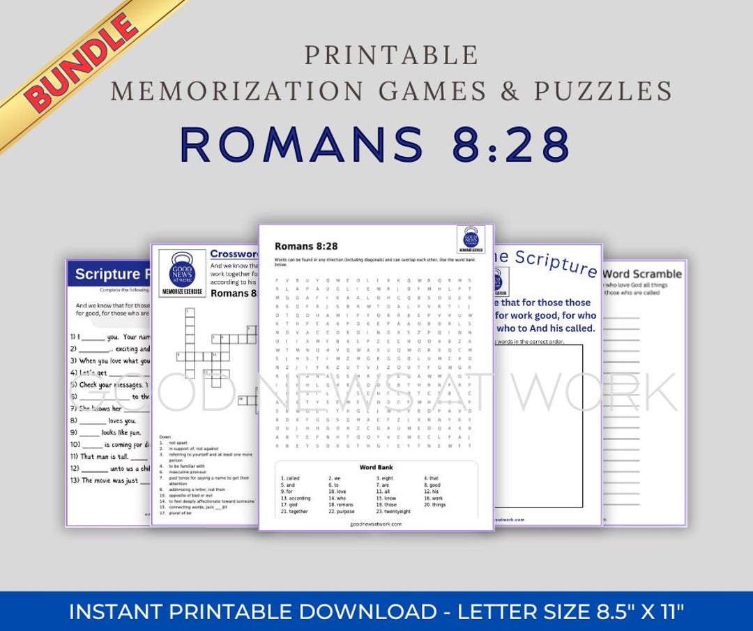 Romans 8:28 Bible Verse Game & Puzzle Bundle (digital Download) - Etsy