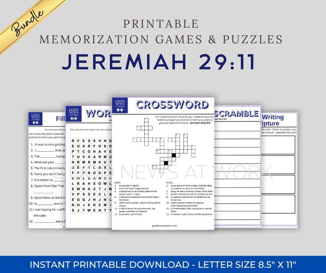 Jeremiah 29:11 Bible Verse Games & Puzzles (digital Download) - Etsy