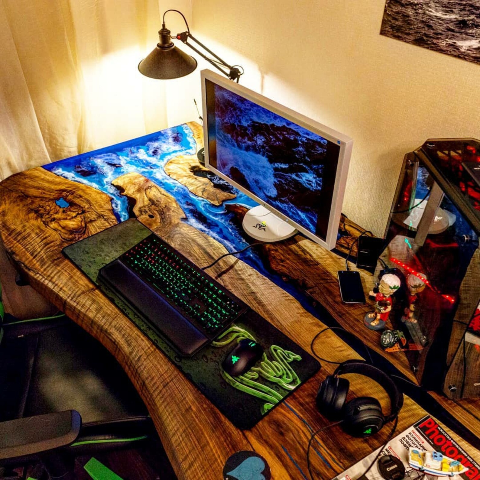 Elegant Walnut Waves Work Table, Stylish Home Office, Modern ...