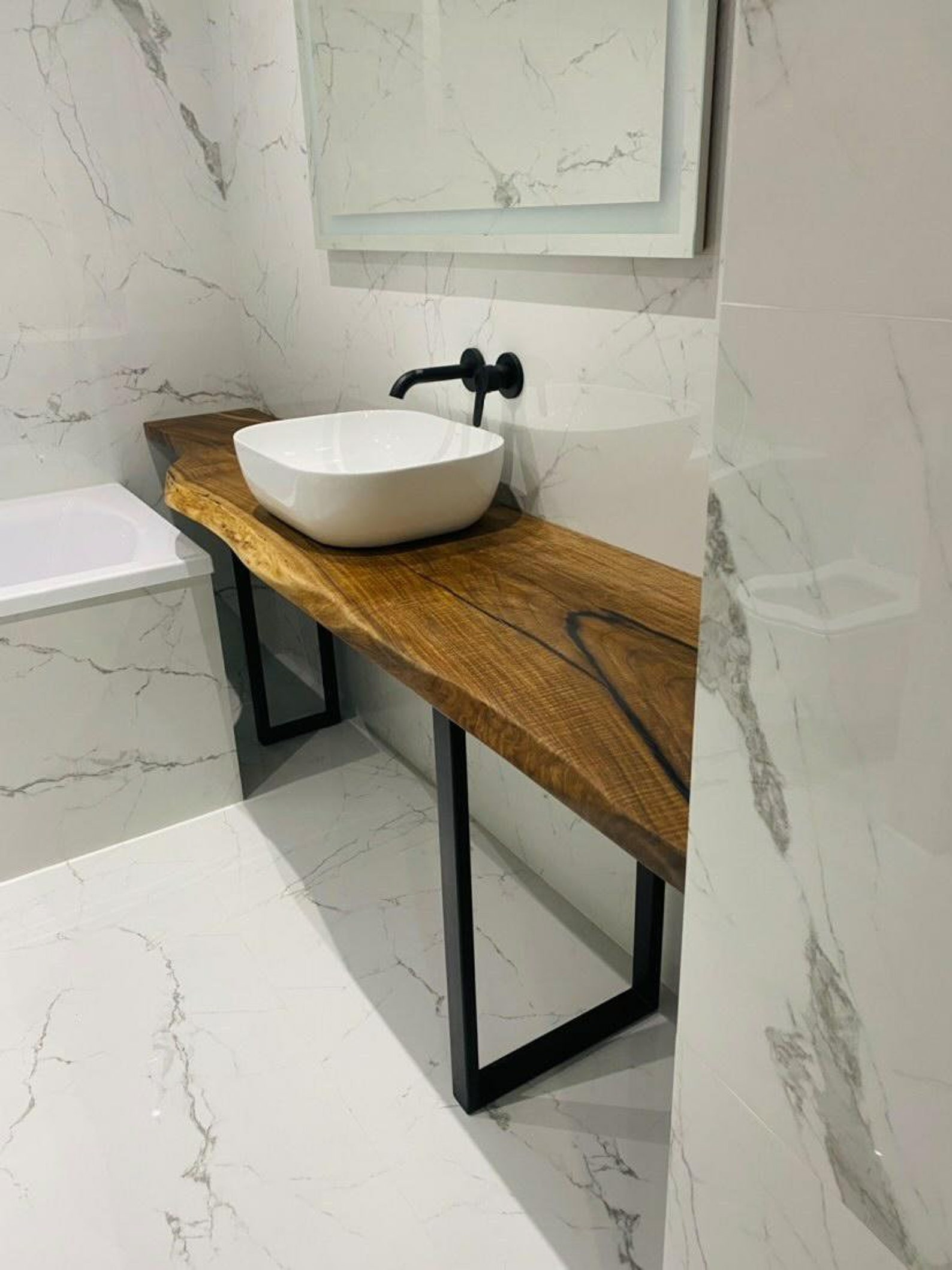 Handmade Walnut Bathroom Vanity Live Edge Chestnut Wood, Artisan Sink ...