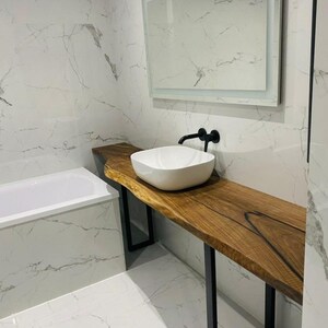 Handmade Walnut Bathroom Vanity Live Edge Chestnut Wood, Artisan Sink ...