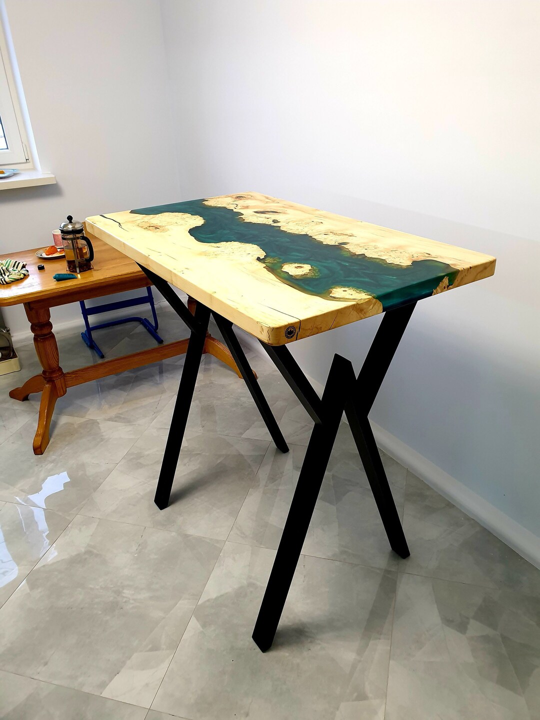 Console Table From Burl Maple, Epoxy Table Dining Table, Custom Dining ...