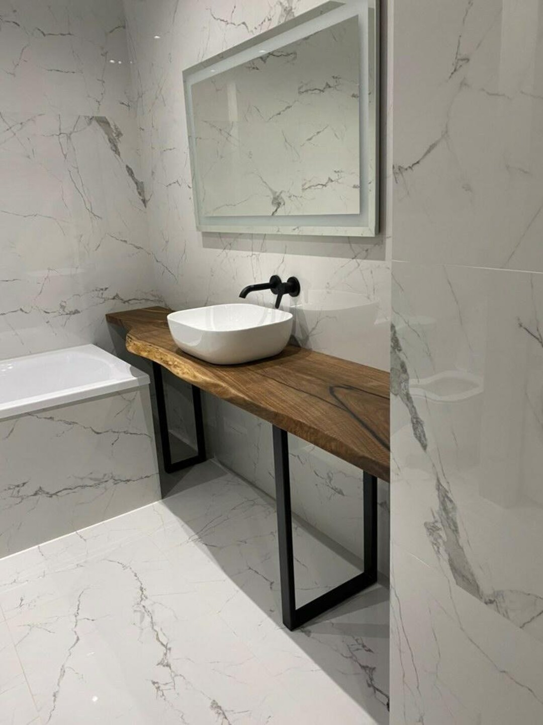 Artisan Bathroom Vanity Table, Handcrafted Sink Console, Live Edge ...