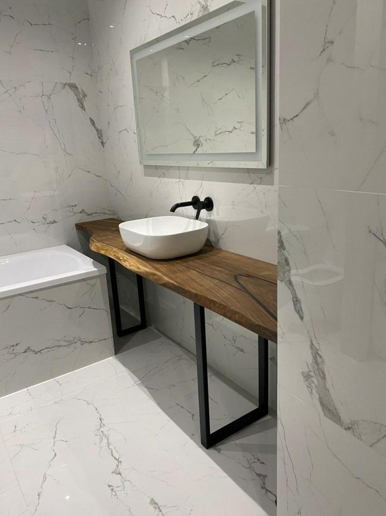 Handmade Walnut Bathroom Vanity Live Edge Chestnut Wood, Artisan Sink ...