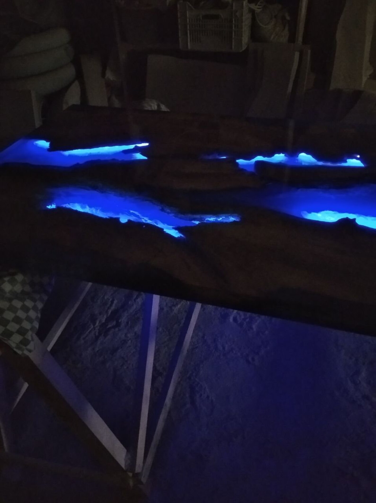 Ocean Wave Resin Art Dining Table, Handmade Glow Table, Fluorescent ...