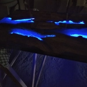 Fluorescent Burl Poplar Dining Table, Glowing Ocean Wave Table ...