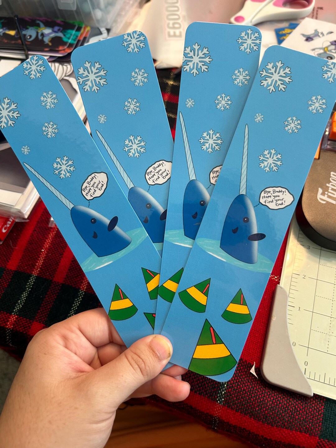 Mr. Narwhal Buddy the Elf Christmas Bookmark Laminated - Etsy