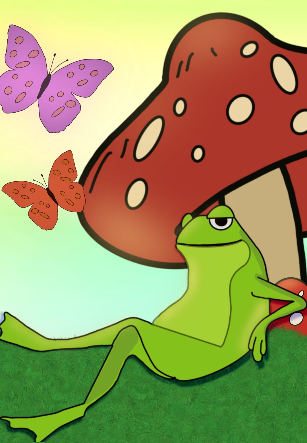 Frog Art Print Digital Art Folklore Mushrooms Cute Art - Etsy
